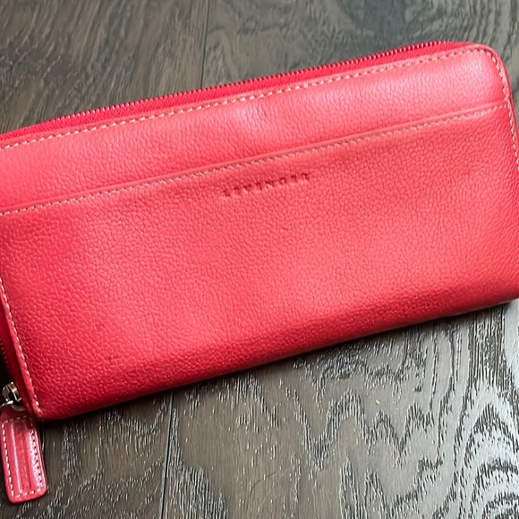 Levenger | Bags | Levenger Red Leather Zip Around Wallet | Poshmark